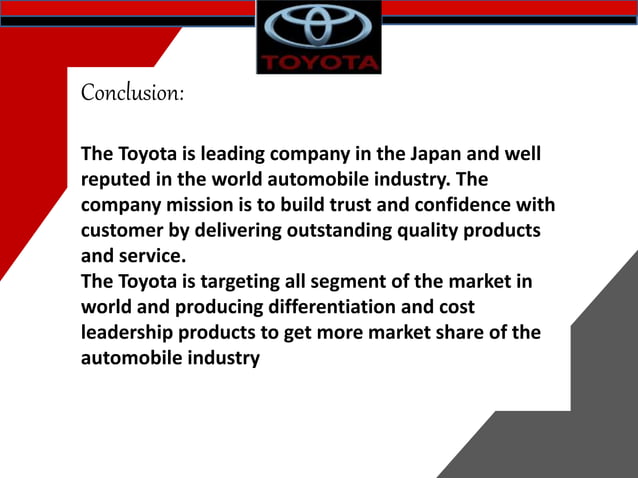 Toyota segmentation and introducing | PPTX | Automotive Industry ...
