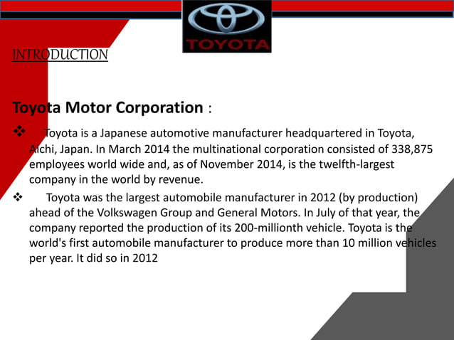 Toyota segmentation and introducing | PPTX | Automotive Industry ...
