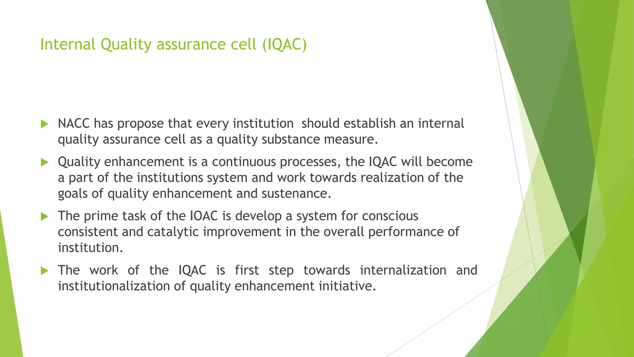 Quality Assurance and institutional accreditation performance ...