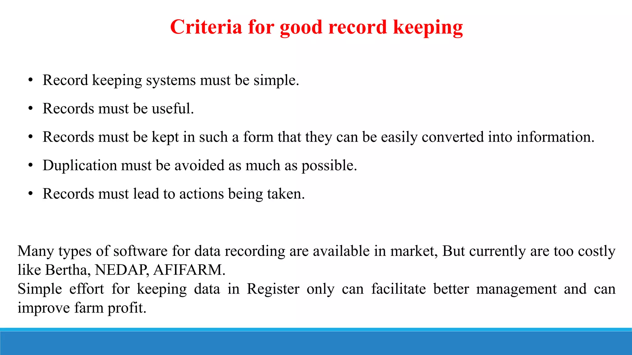 Advances in Record keeping Section in Dairy farm | PPTX