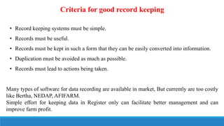 Advances in Record keeping Section in Dairy farm | PPTX