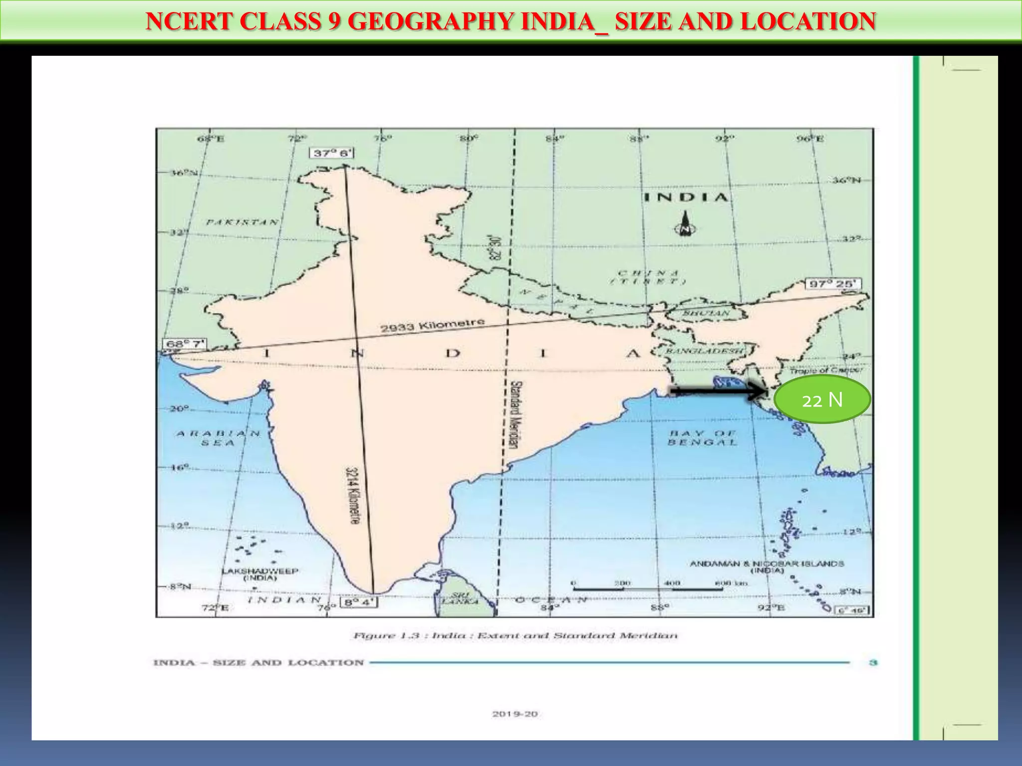 NCERT CLASS 9 GEOGRAPHY CHAPTER 1 INDIA SIZE AND LOCATION | PPTX