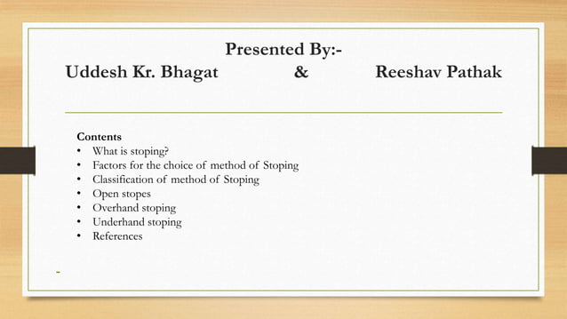 Stoping and methods of Stoping. | PPTX | Geology | Science