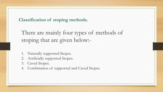 Stoping and methods of Stoping. | PPTX | Geology | Science