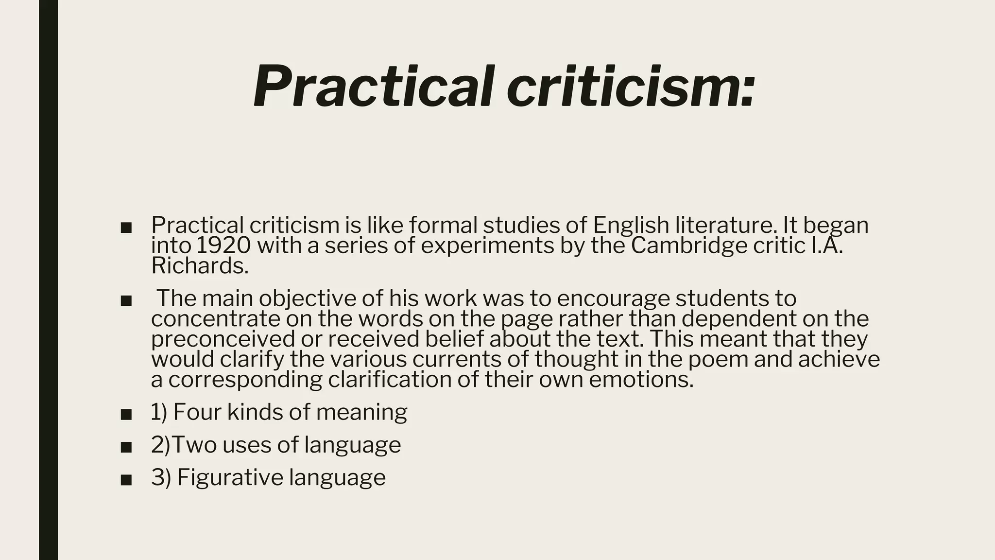 I.A Richard's "Practical Criticism" | PPTX