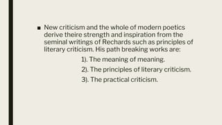 I.A Richard's "Practical Criticism" | PPTX
