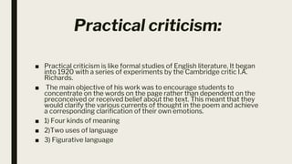I.A Richard's "Practical Criticism" | PPTX