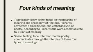 I.A Richard's "Practical Criticism" | PPTX