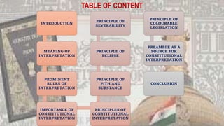 ANALYZING THE CONSTITUTIONAL RULES OF INTERPRETATION | PPTX | Law