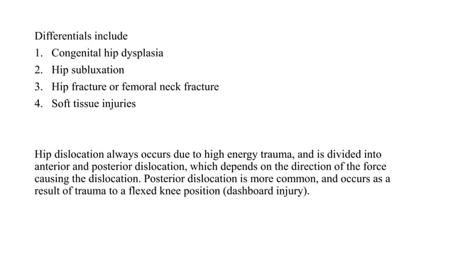 Hip Dislocation | PPTX