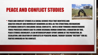 Peace and conflict.pptx | Death, Injury, or Military Conflict ...