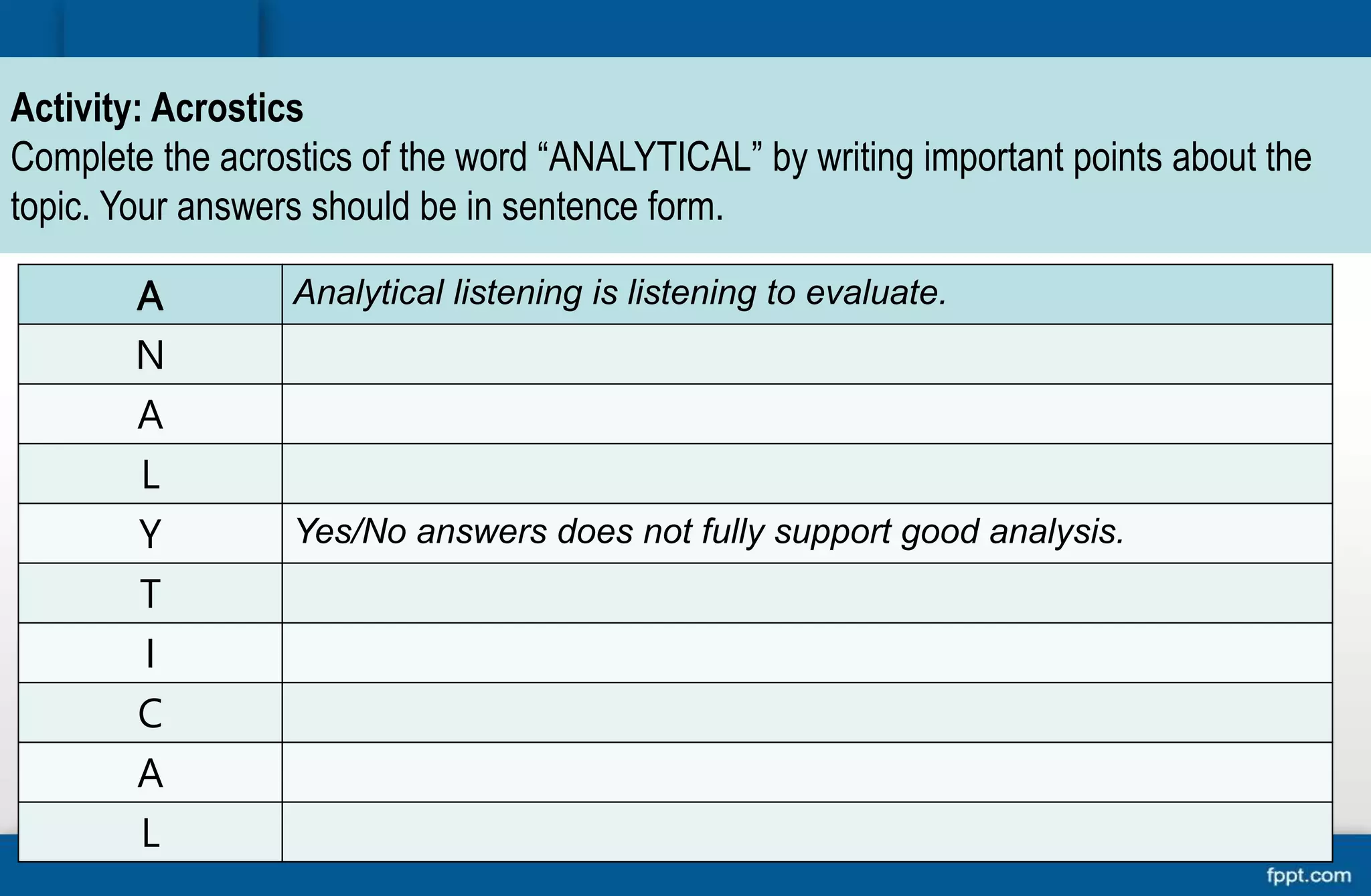 Analytical Listening in Problem Solving | PPTX