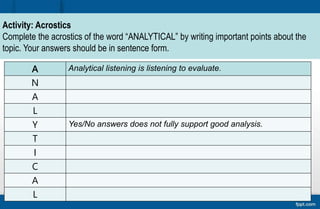 Analytical Listening in Problem Solving | PPTX