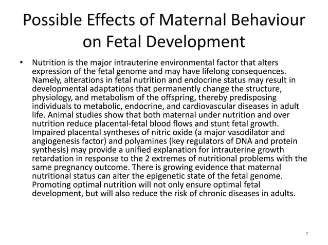 Effects of maternal behavior on featus | PPTX | Pregnancy ...