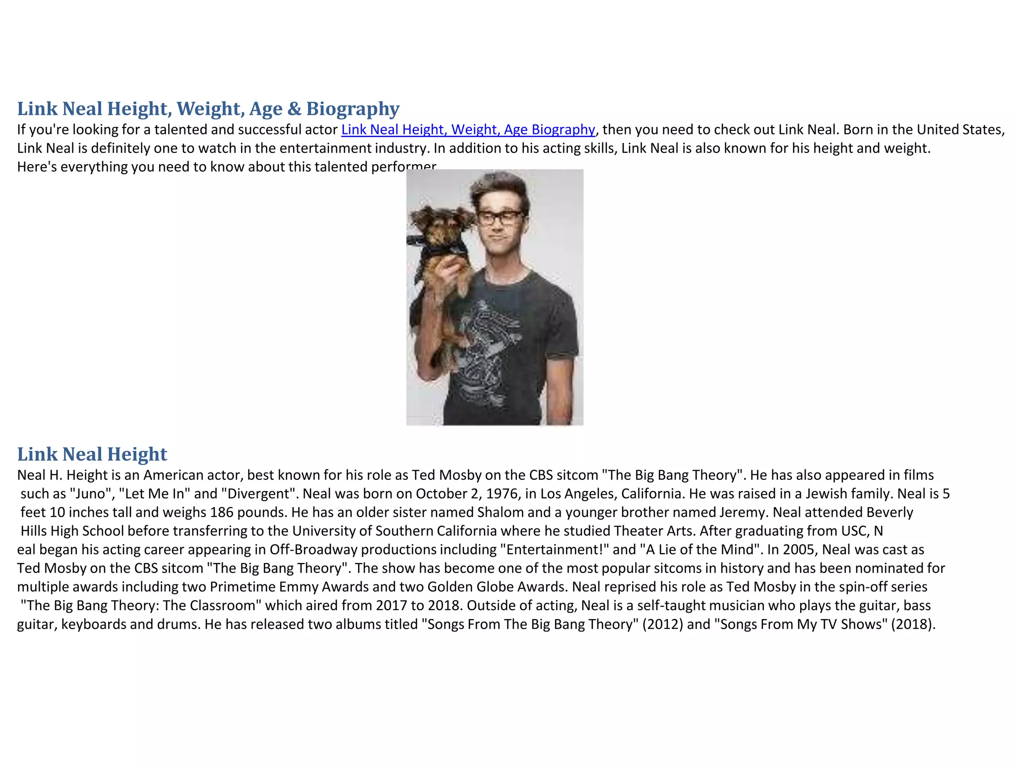 Link Neal Height, Weight, Age & Biography | PPTX