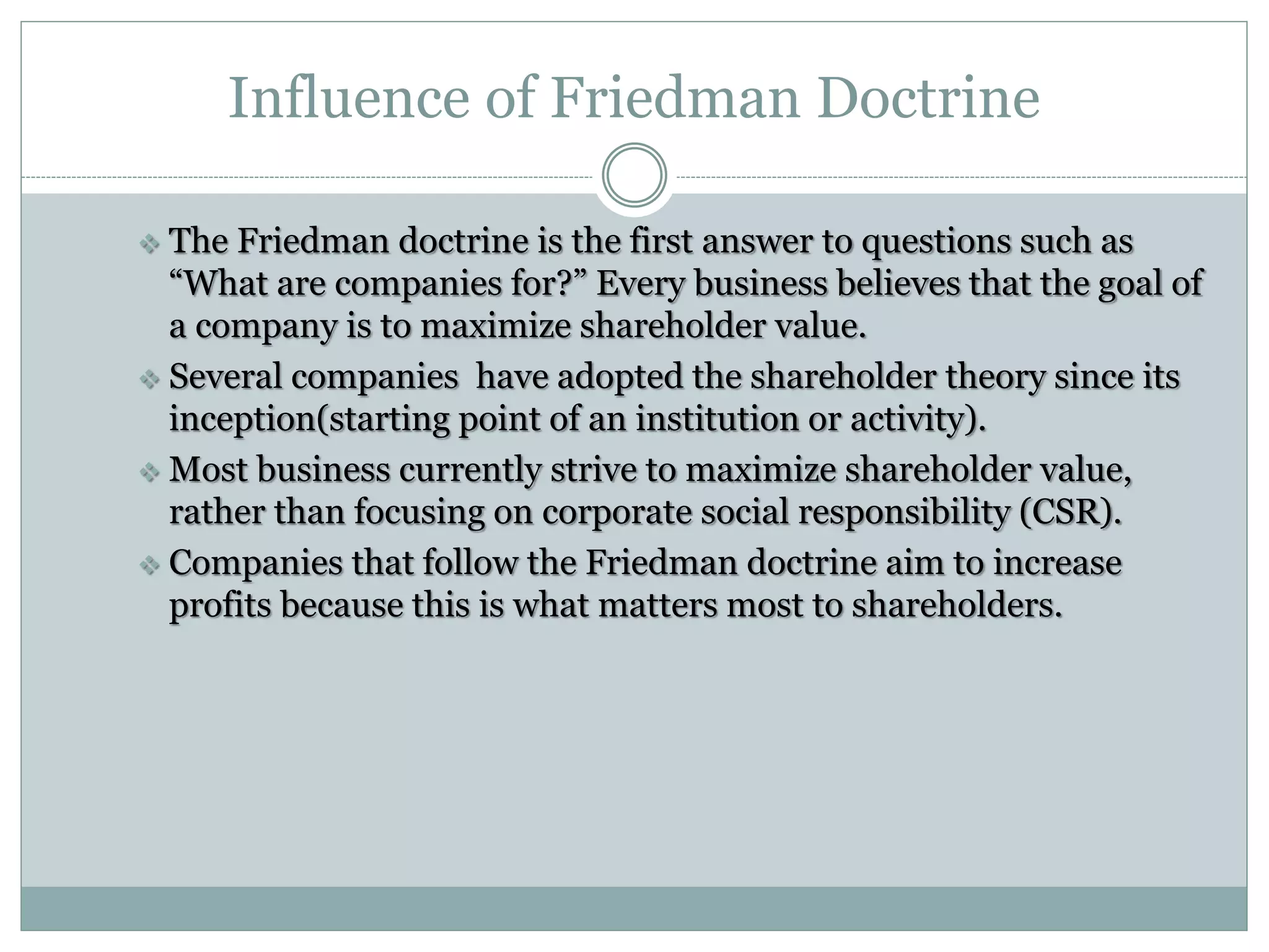 Friedman doctrine and Archie Carroll's responsibilities | PPT