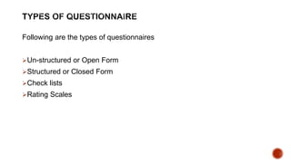 Research Instrument, Development & Analysis-The Questionnaire | PPTX