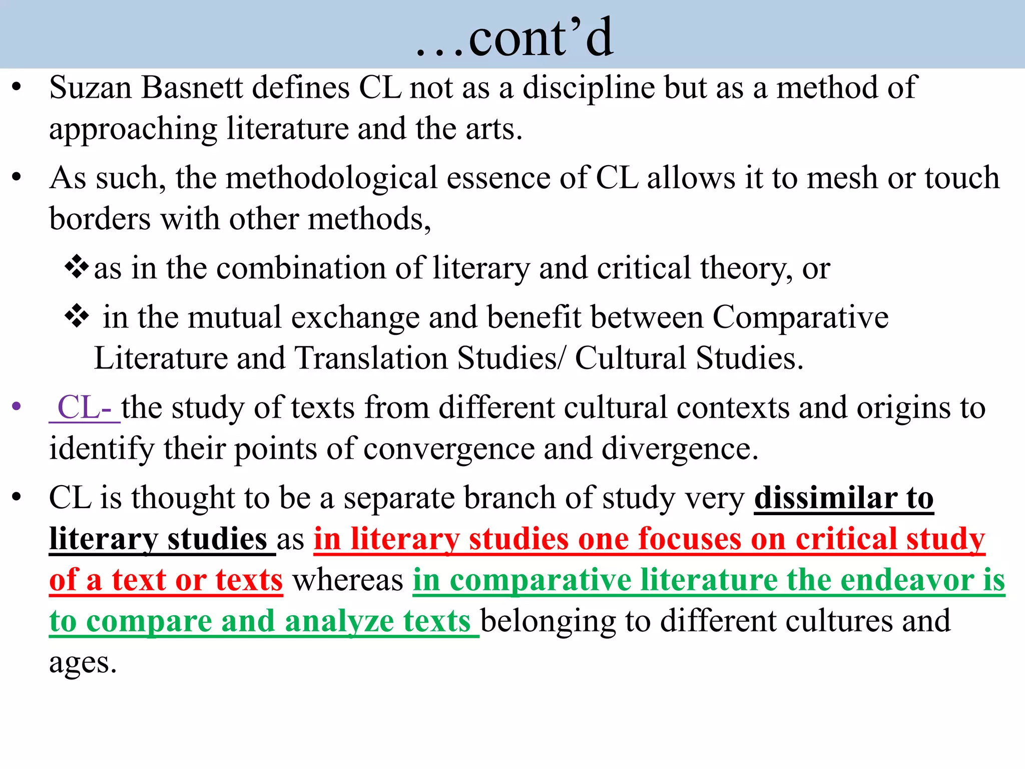 Concepts/ Definations and Function of Comparative Literature | PPTX