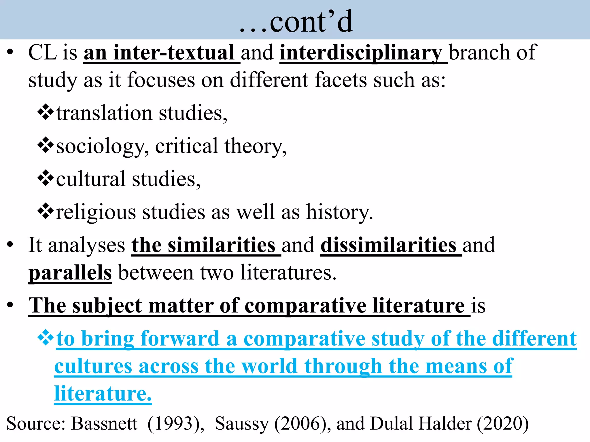 Concepts/ Definations and Function of Comparative Literature | PPTX