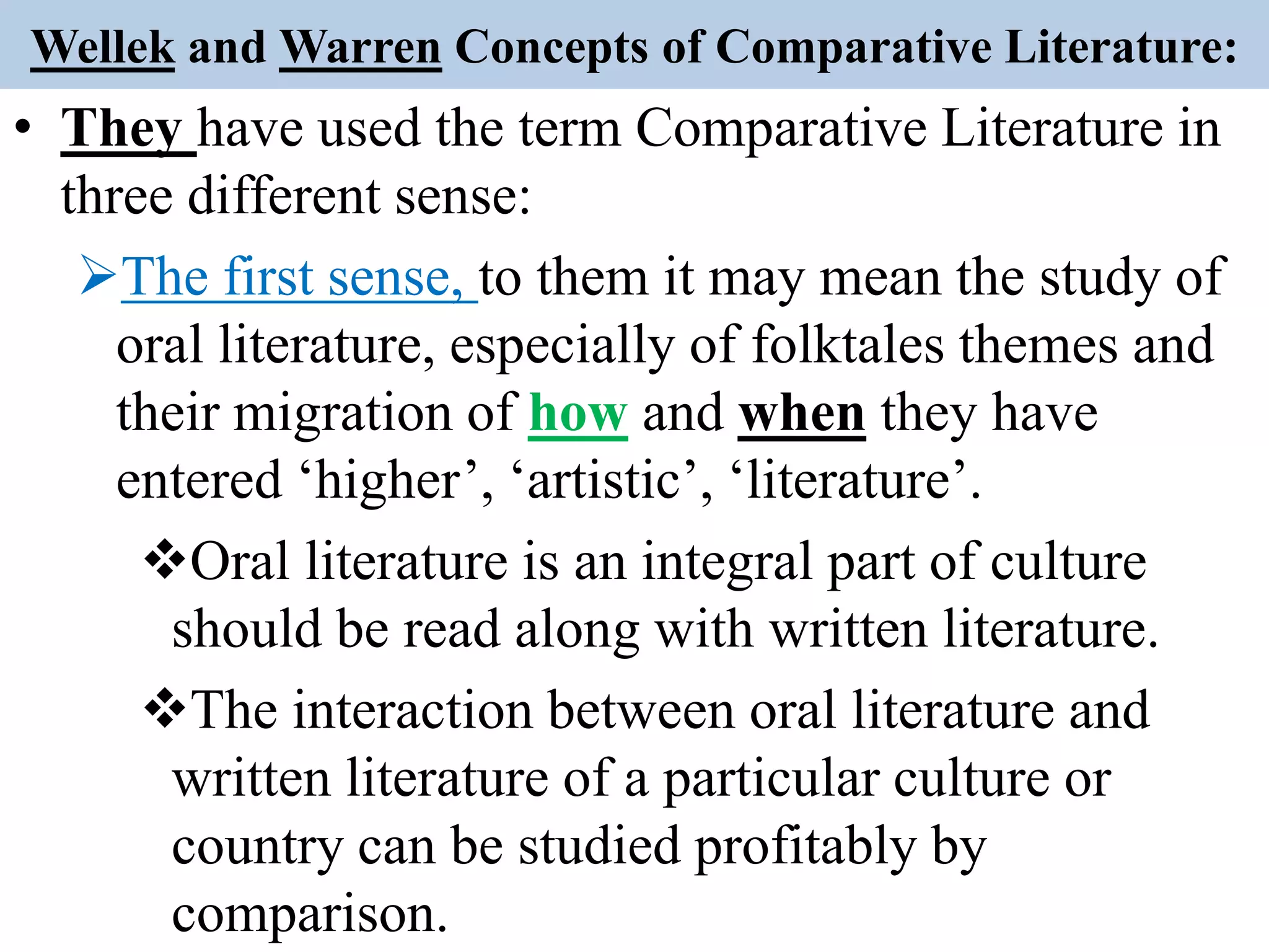 Concepts/ Definations and Function of Comparative Literature | PPTX