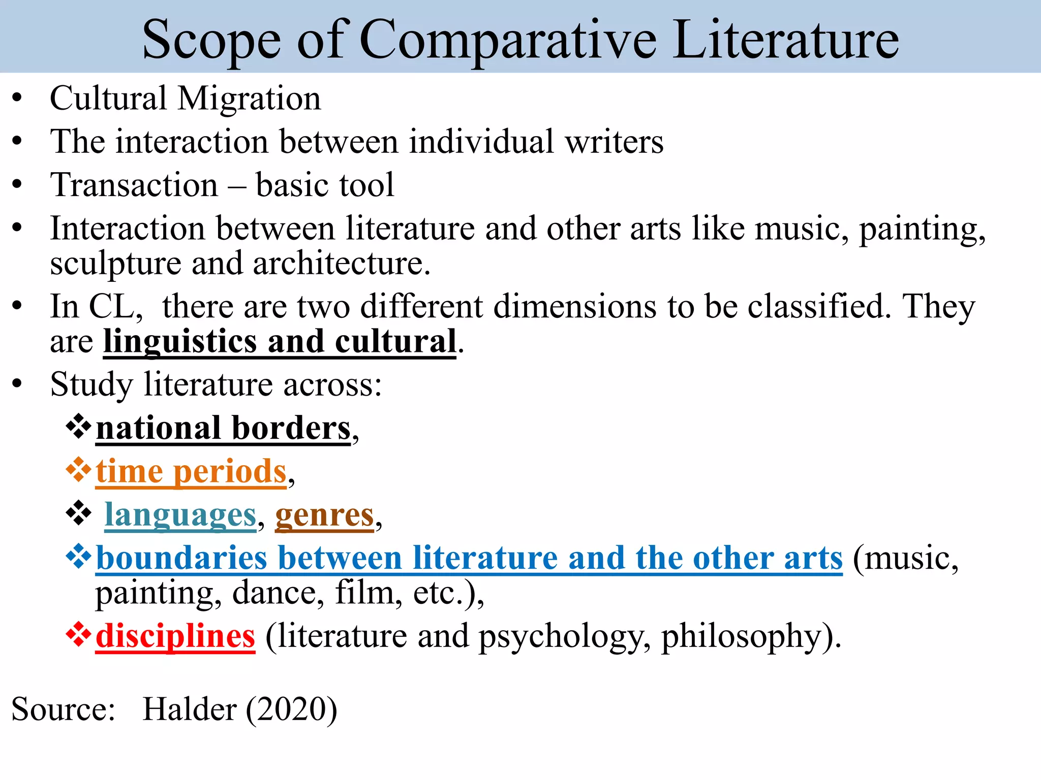 Concepts/ Definations and Function of Comparative Literature | PPTX