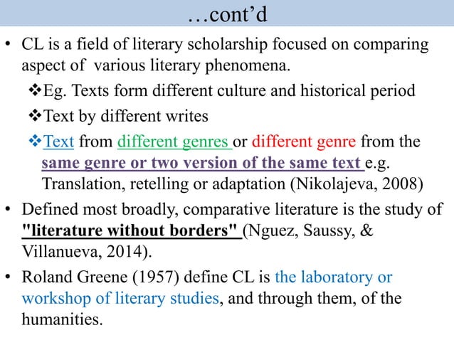 Concepts/ Definations and Function of Comparative Literature | PPT