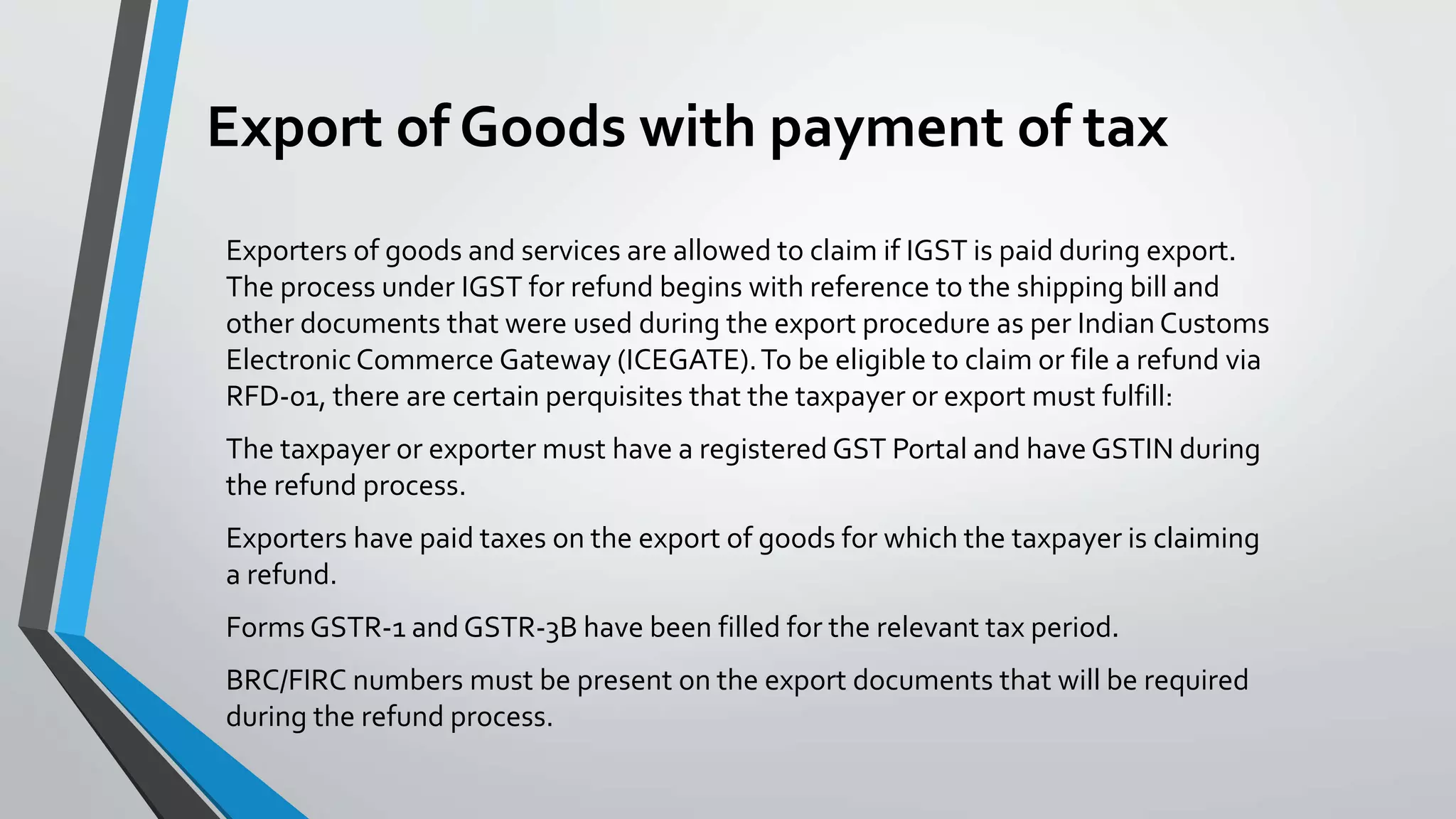 gst refund on export | PPTX