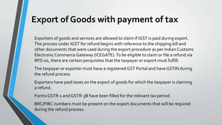 gst refund on export | PPTX