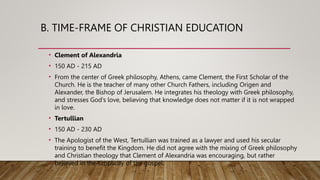 Time frame of Christian Eduucation | PPT