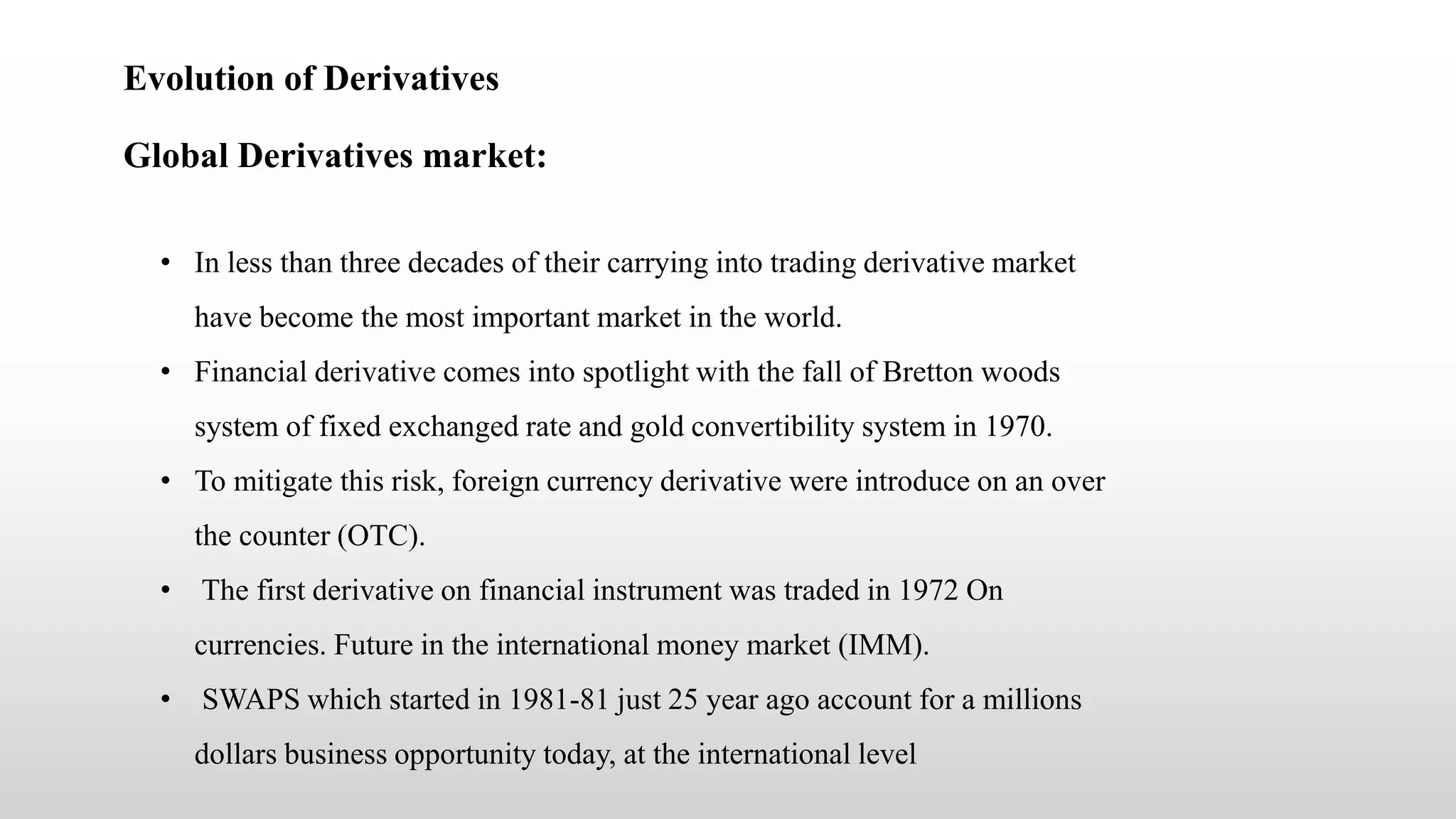 Evolution of derivatives Presentation | PPTX