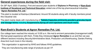 PROJECT REPORT OF INDUSTRIAL VISIT | PDF