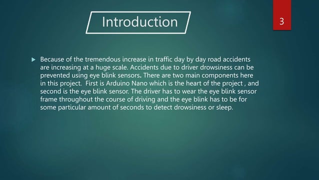 Anti sleep alarm for drivers using arduino project | PPTX