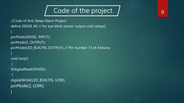 Anti sleep alarm for drivers using arduino project | PPTX