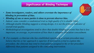 Significance of blinding techniques in clinical research | PPT
