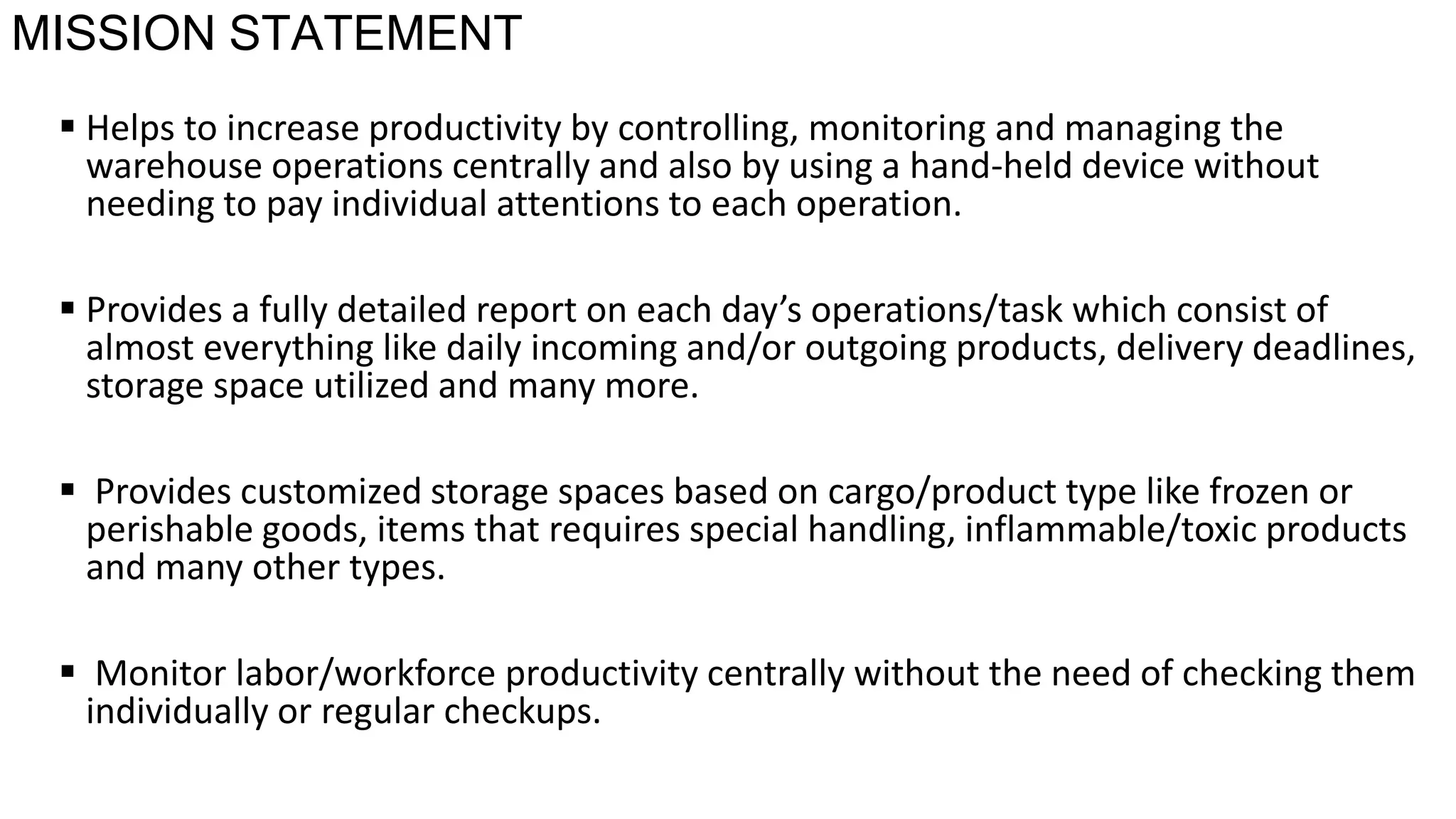 WAREHOUSE MANAGEMENT SYSTEM | PPTX