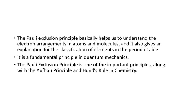 Pauli exclusion principle | PPTX | Chemistry | Science