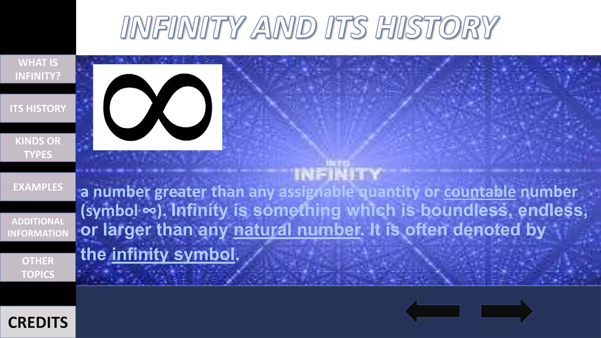 INFINITY and its history | PPT