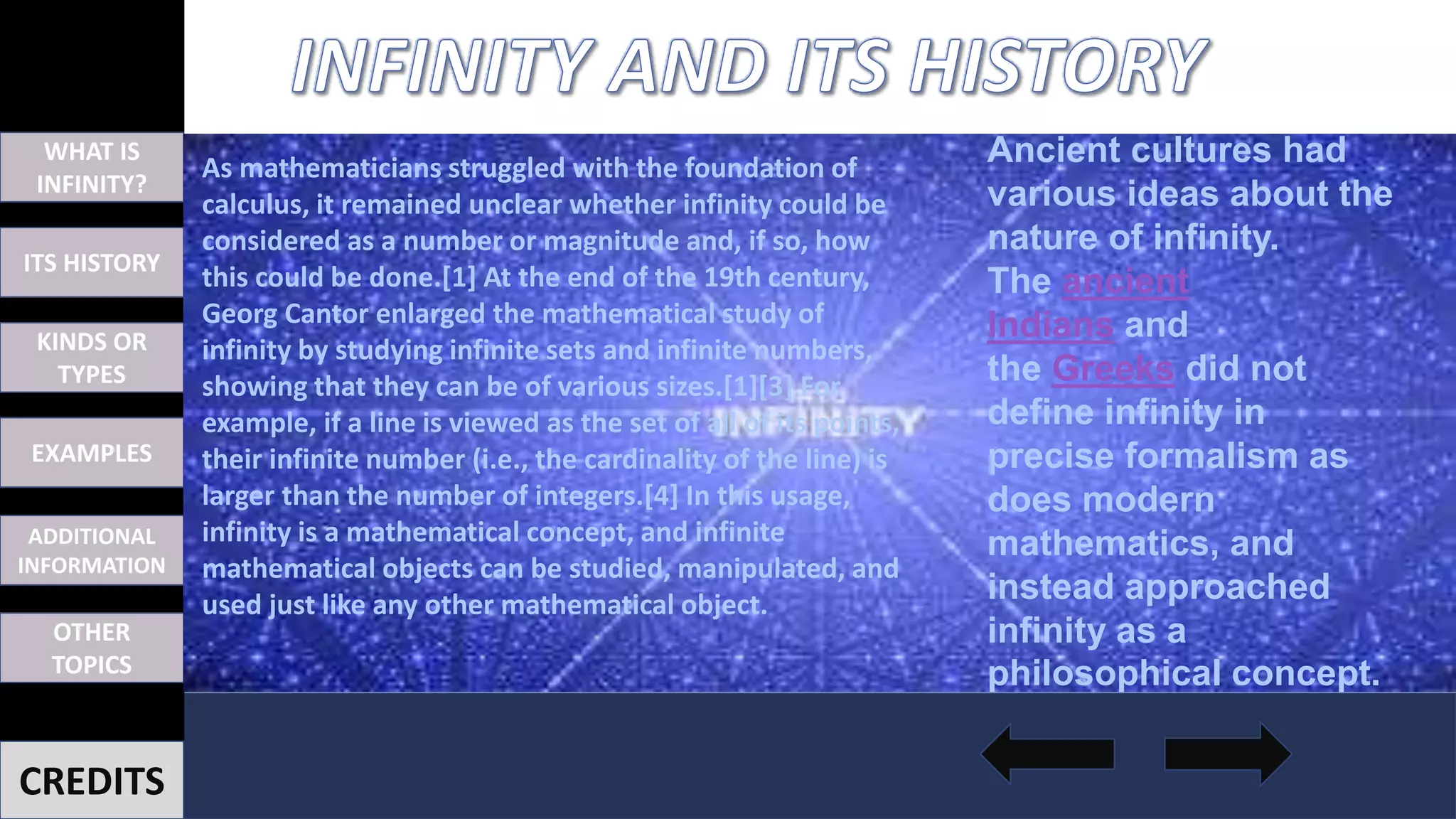 INFINITY and its history | PPT
