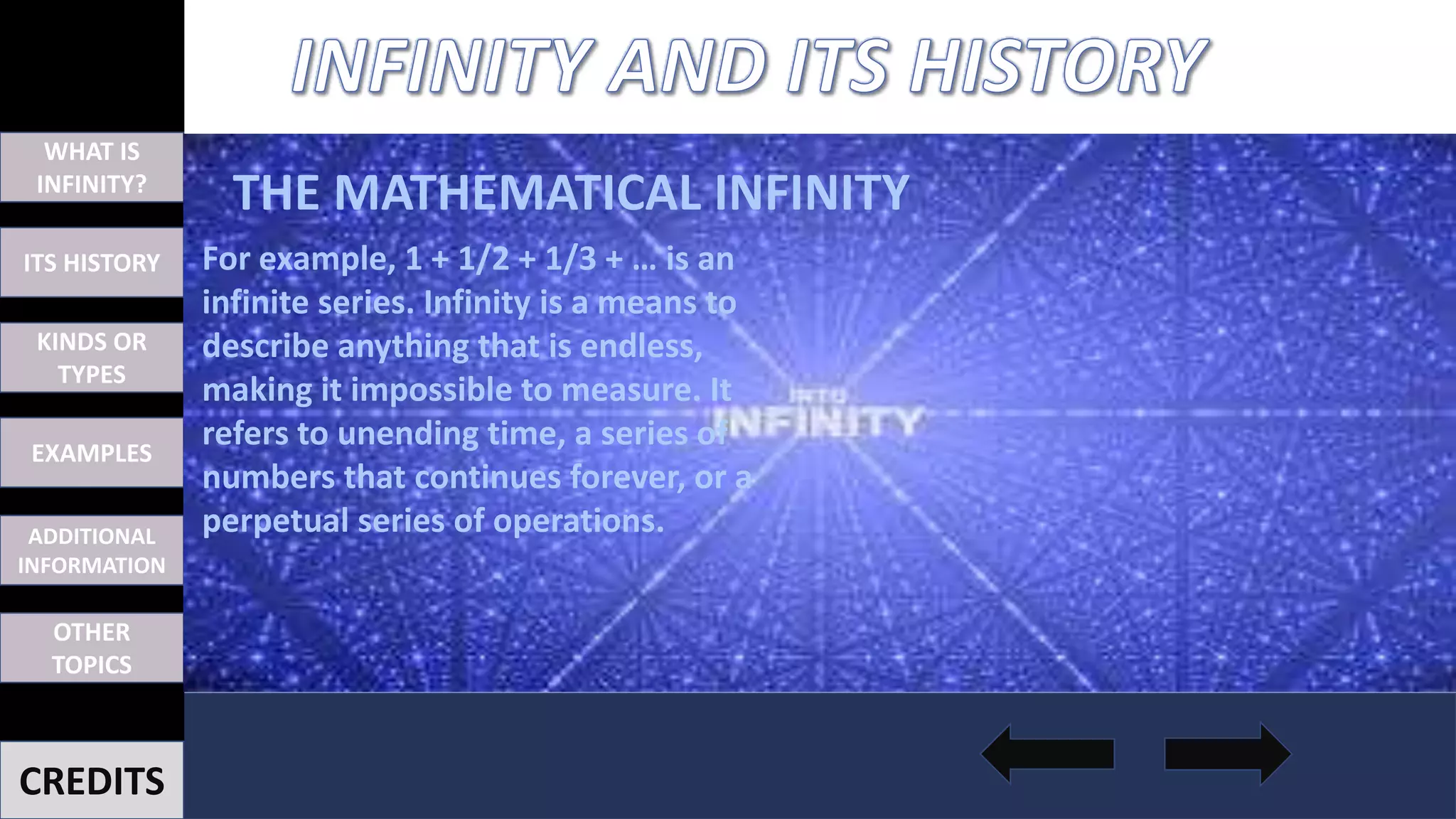 INFINITY and its history | PPT