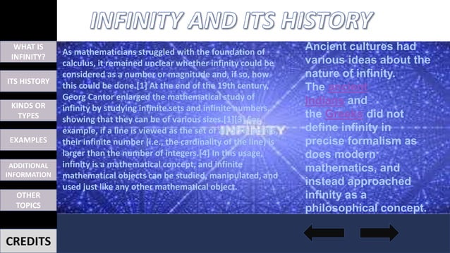 INFINITY and its history | PPT