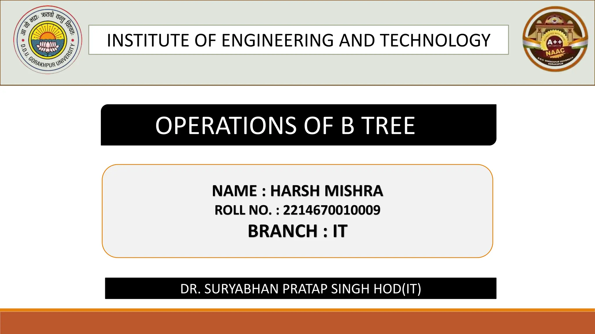 B TREE ( a to z concept ) in data structure or DBMS | PPT