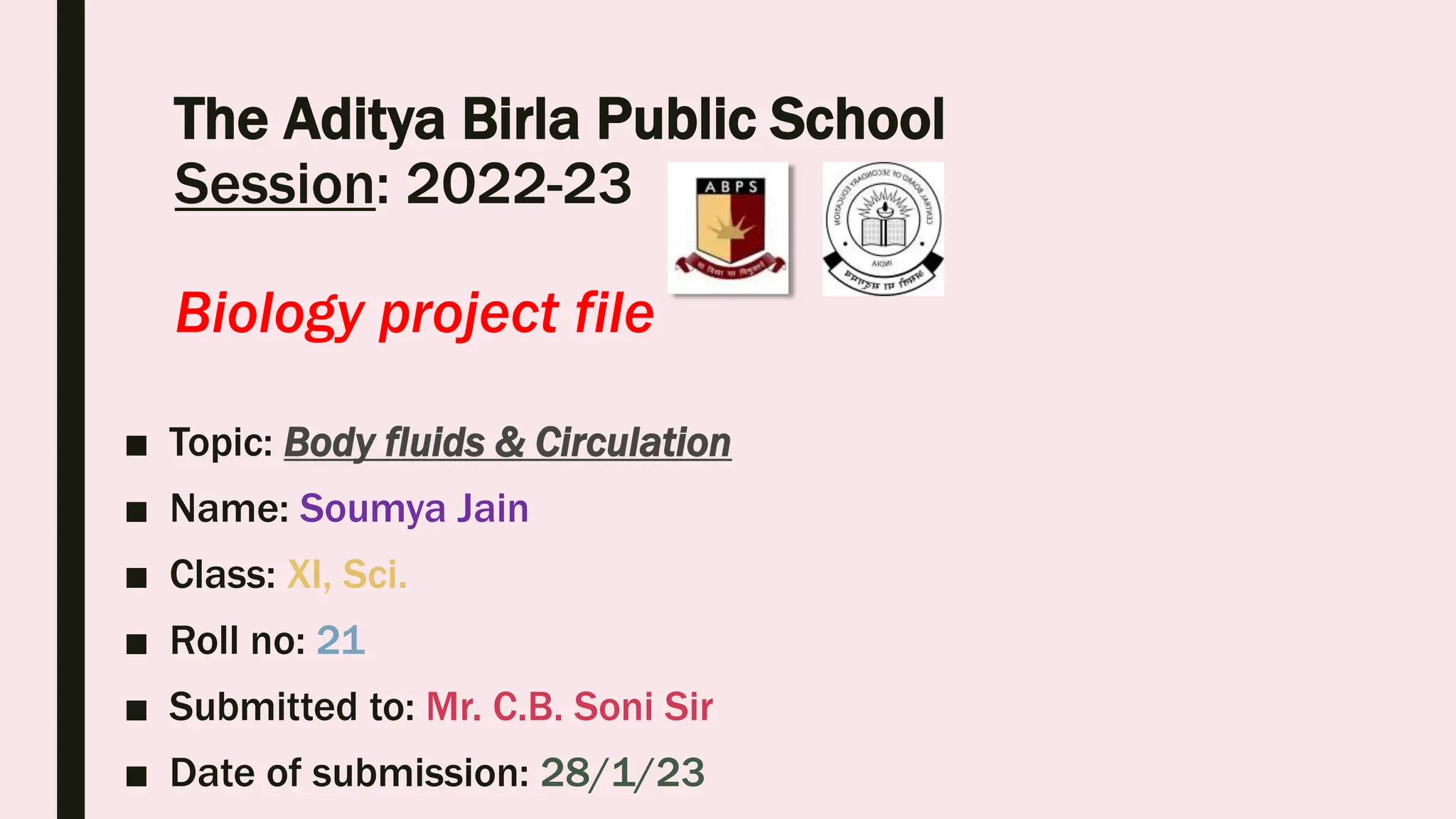 Class 11 project biology prect topic body fluid and circulation | PPTX