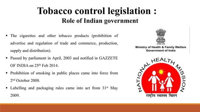 National Tobacco control programme NTCP.pptx | Illegal Drugs, Tobacco ...