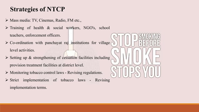 National Tobacco control programme NTCP.pptx | Illegal Drugs, Tobacco ...