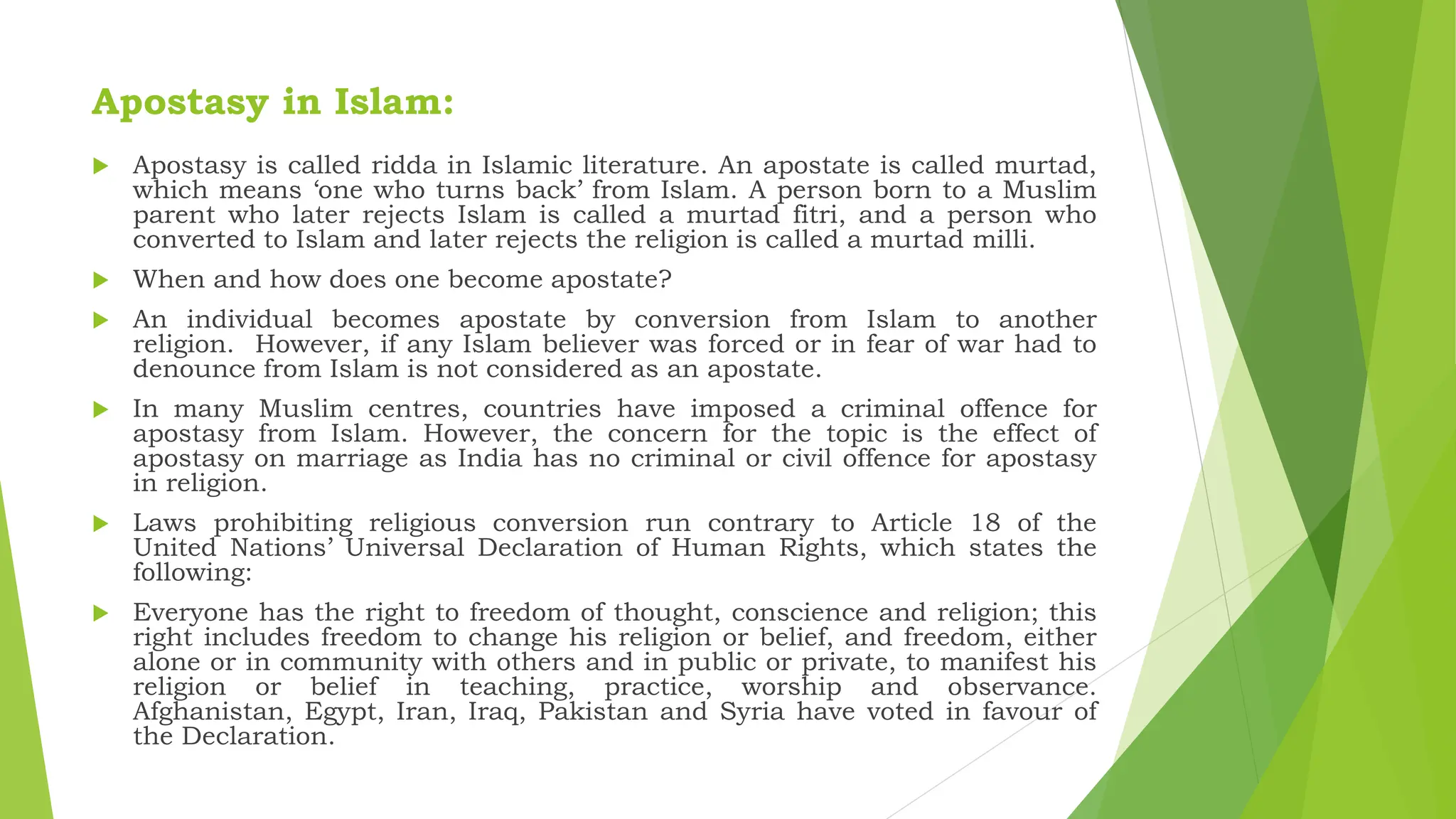 Concept of Conversion and Apostasy under Islam | PPTX