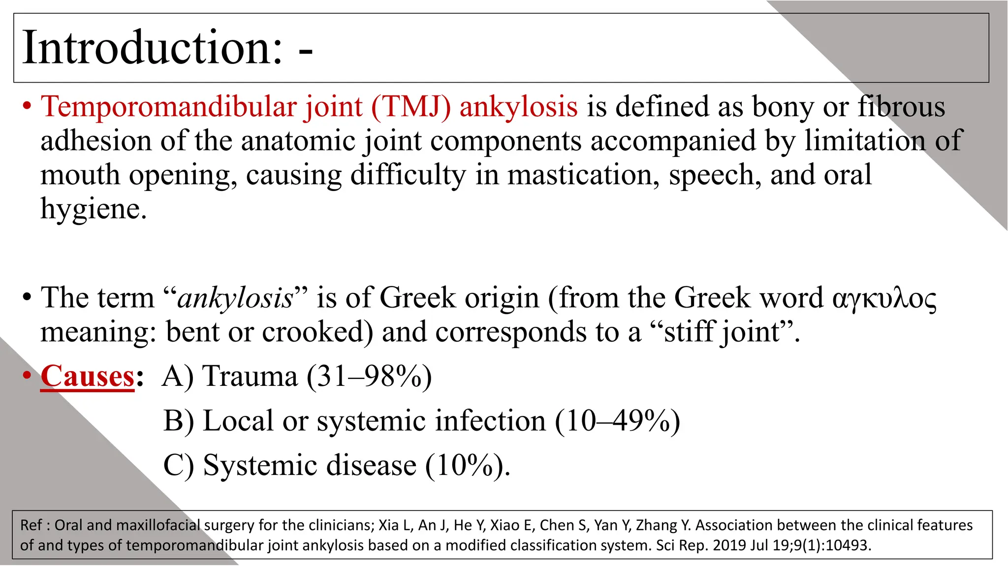 TMJ ANKYLOSIS of the Jaw and its clinical significancies | PPTX | Bone ...