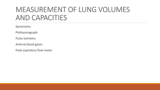 Pulmonary Function Tests and Measurement. | PPTX