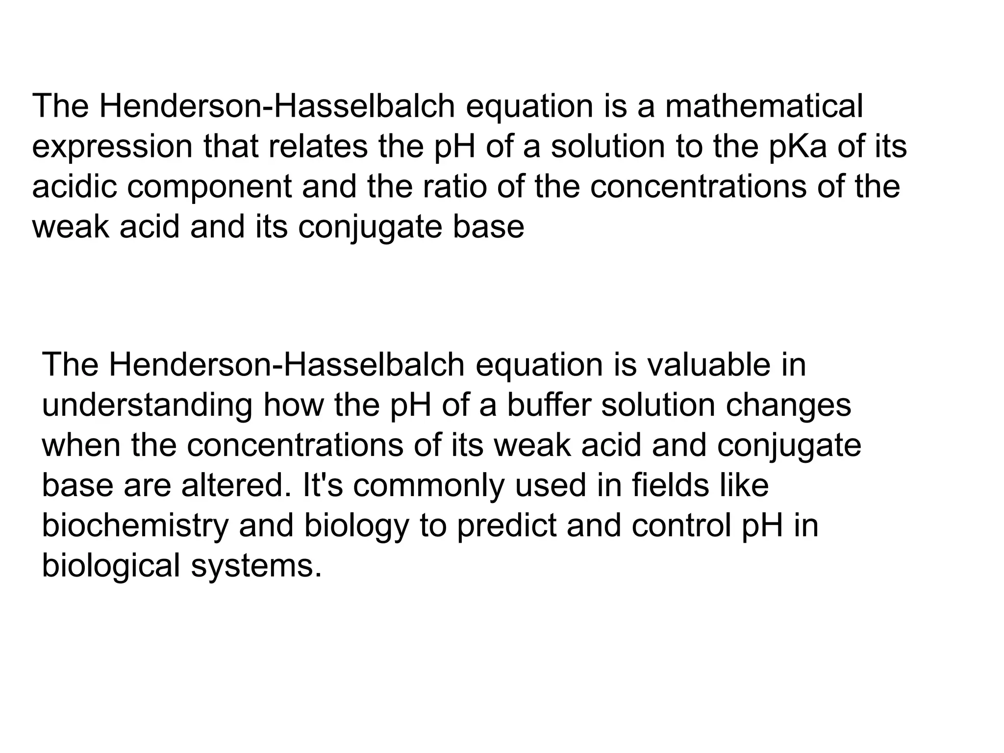PH Buffer and Henderson Hasselbalchs equation | PPTX
