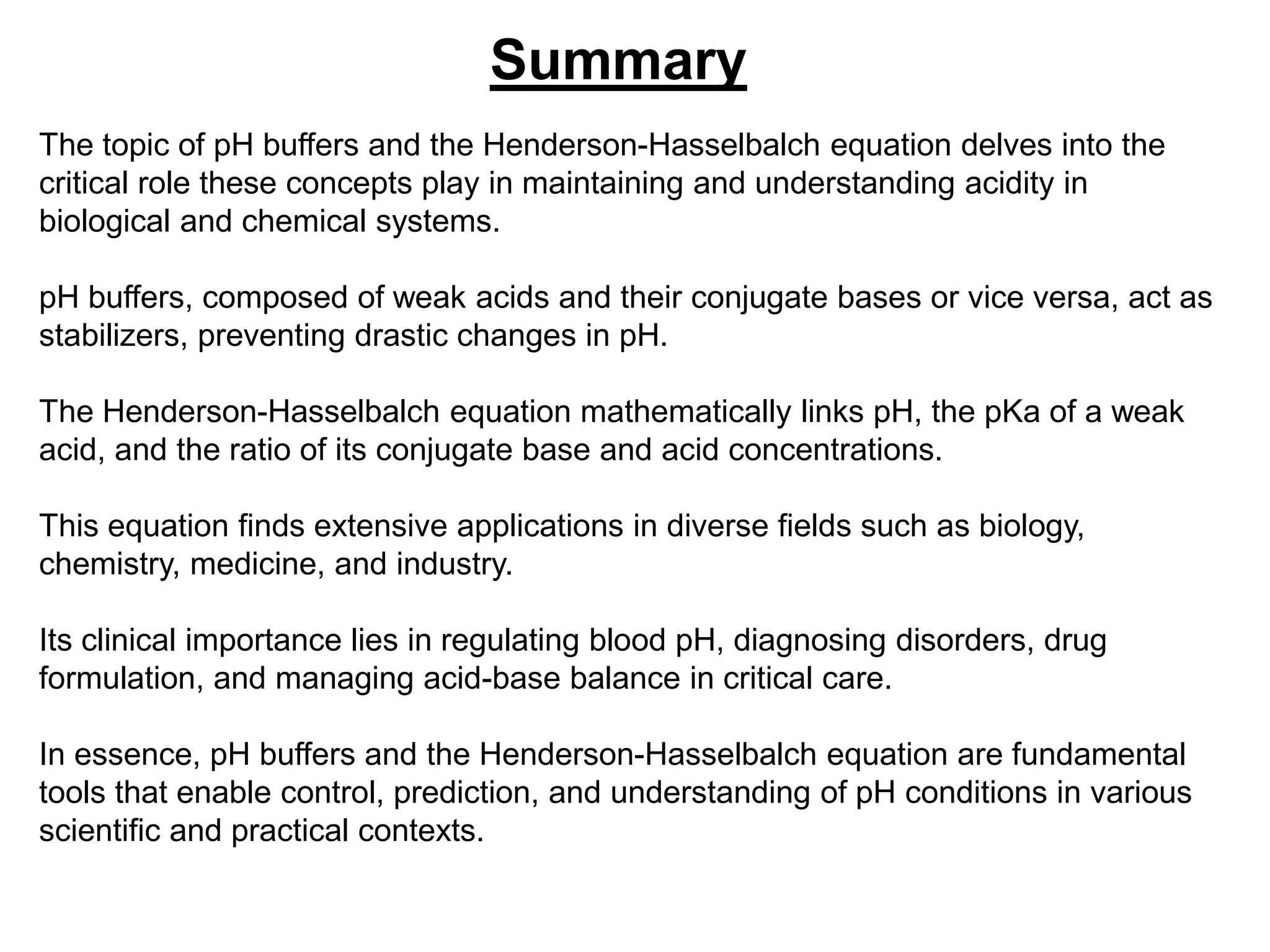 PH Buffer and Henderson Hasselbalchs equation | PPTX
