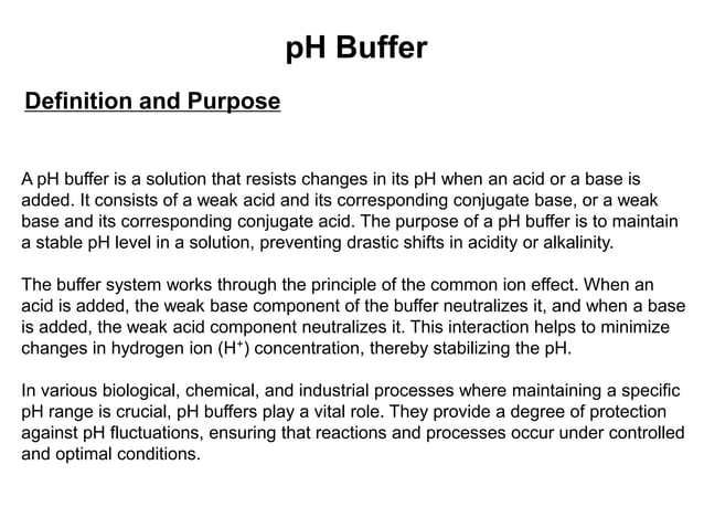 PH Buffer and Henderson Hasselbalchs equation | PPTX